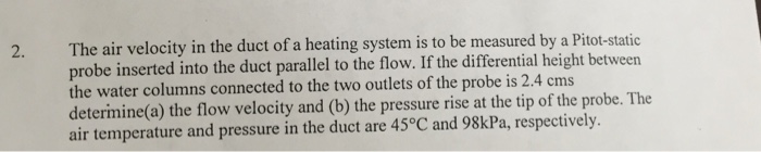 Solved The air velocity in the duct of a heating system is | Chegg.com
