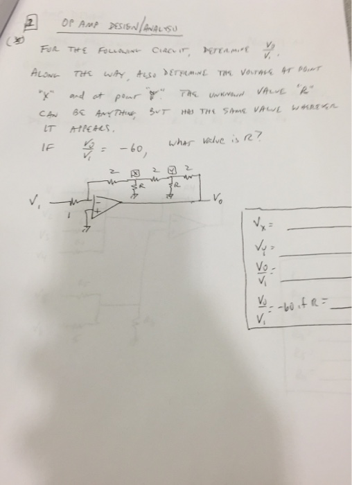 Solved OP AMP DESIGN/ ANALYSIS For the following circuit, | Chegg.com