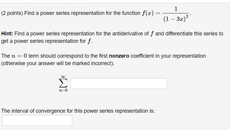Solved Find a power series representation for the function | Chegg.com