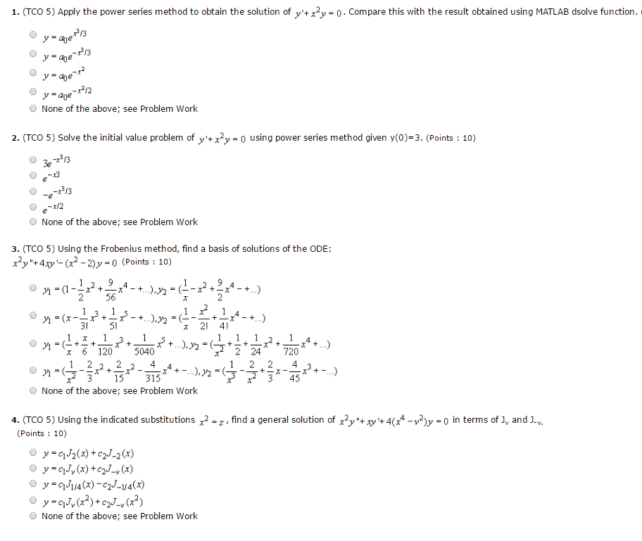 Solved Apply The Power Series Method To Obtain The Solution Chegg