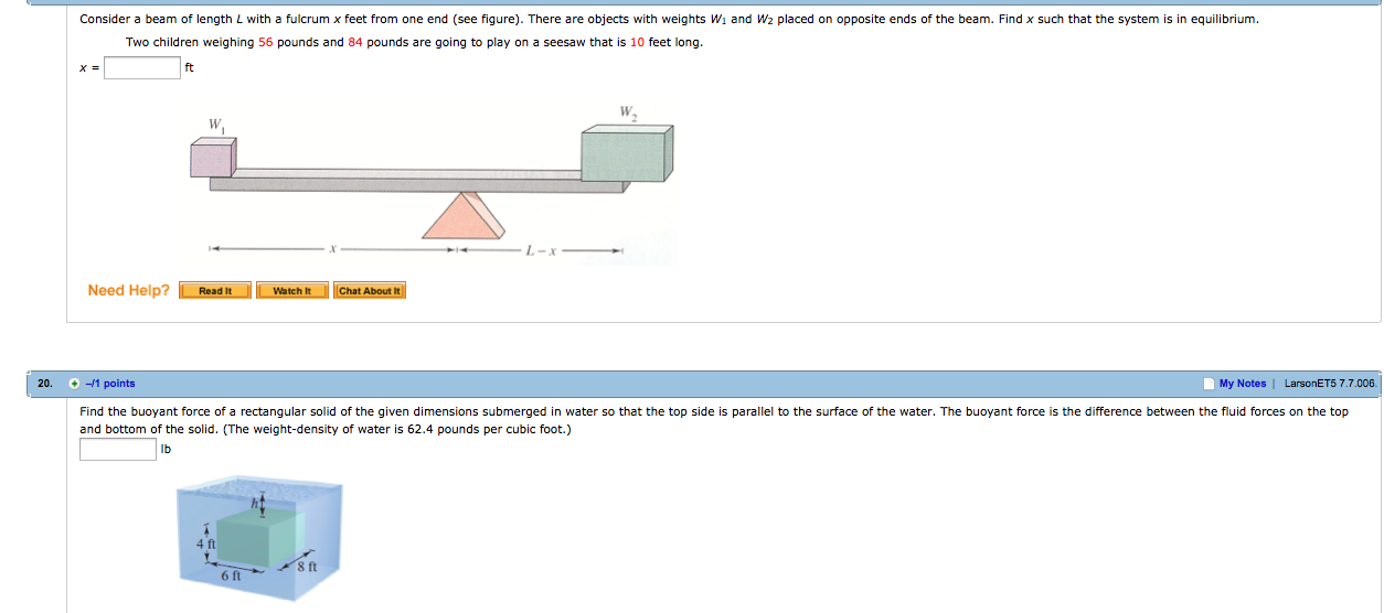 Solved Consider a beam of length L with a fulcrum x feet | Chegg.com