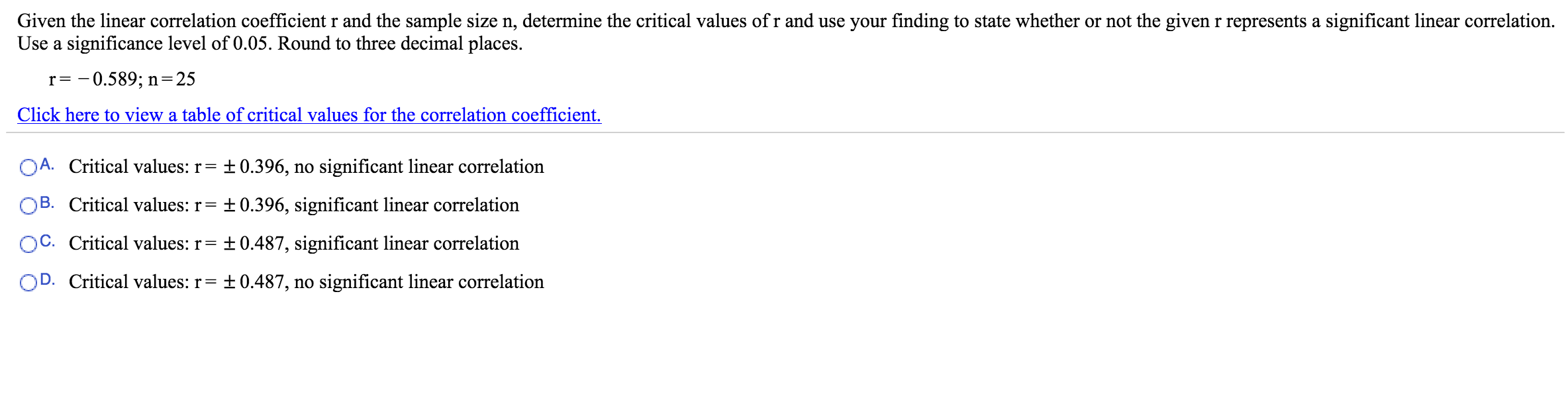 Solved Given the linear correlation coefficient r and the | Chegg.com