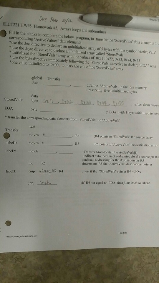 ELCT221 HwH5 Homework #5, Arrays loops and | Chegg.com
