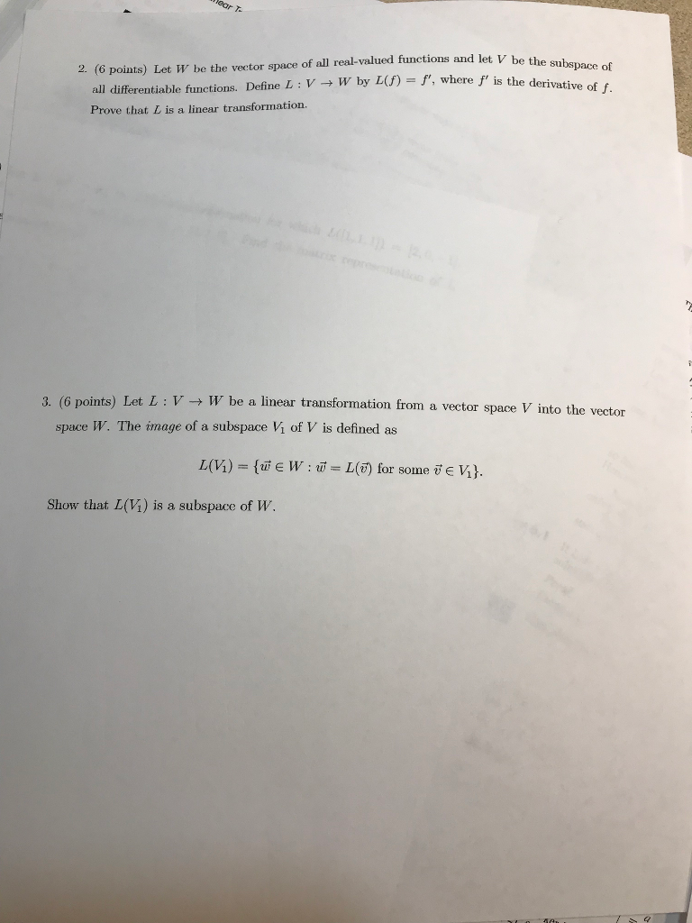 Solved 2. (6 points) Let W be the vector space of all | Chegg.com