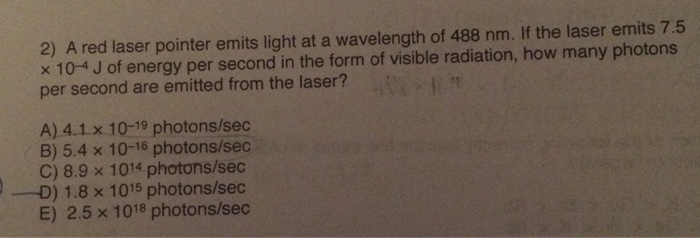 Solved A red laser pointer emits light at a wavelength of | Chegg.com