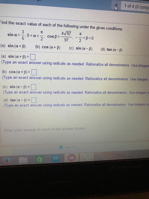 Solved Find the exact value of each of the following under | Chegg.com