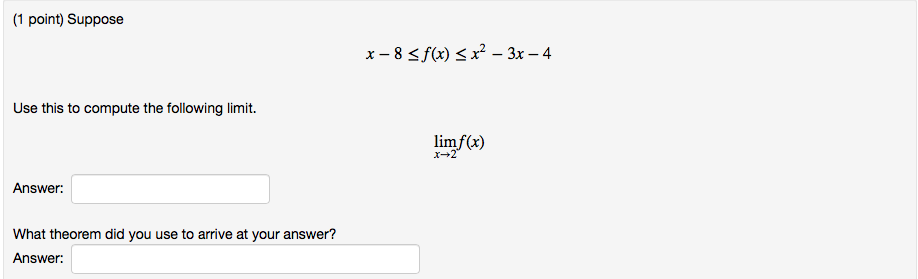 Solved Suppose x - 8 lessthanorequalto f(x) | Chegg.com