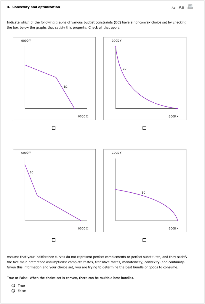 Solved 4. Convexity and optimization Aa Aa Indicate which of | Chegg.com