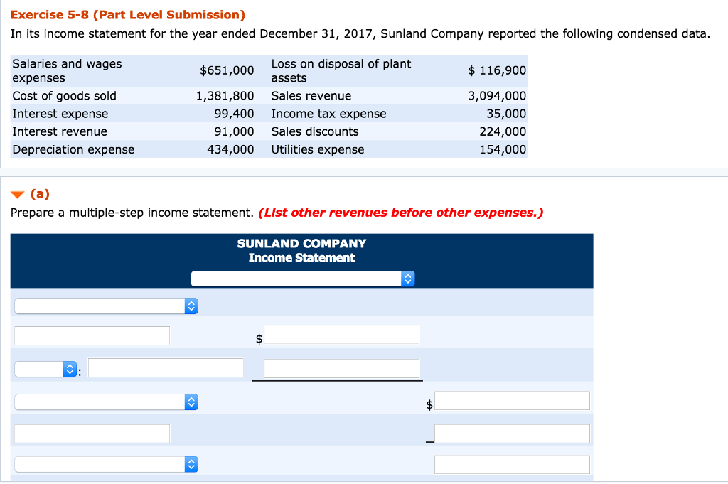 Condensed Multi Step Income Statement