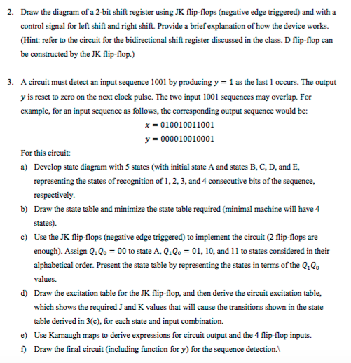 Solved Draw the diagram of a 2-bit shift register using JK | Chegg.com