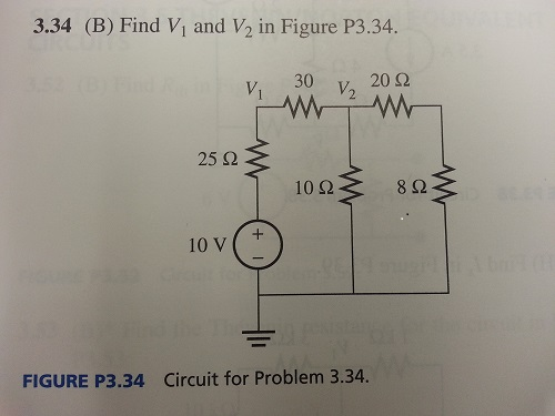 Solved Find V1 and V2 in Figure P3.34. FIGURE P3.34 Circuit | Chegg.com