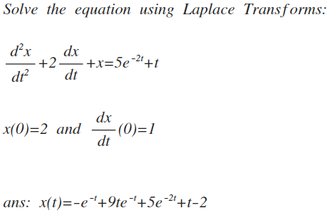 Solved Solve the equation using Laplace Transforms: d^2 | Chegg.com
