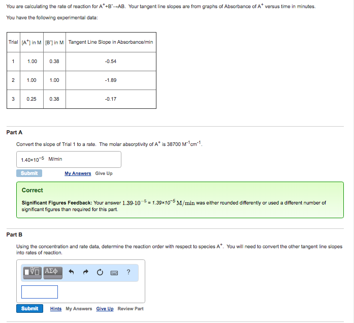 Solved You are calculating the rate of reaction for A BT-AB. | Chegg.com