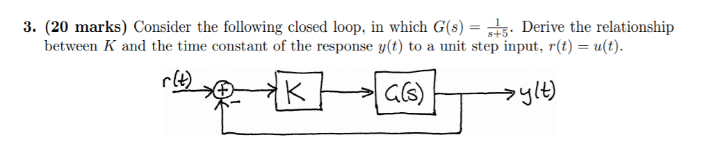 Solved 3. (20 marks) Consider the following closed loop, in | Chegg.com