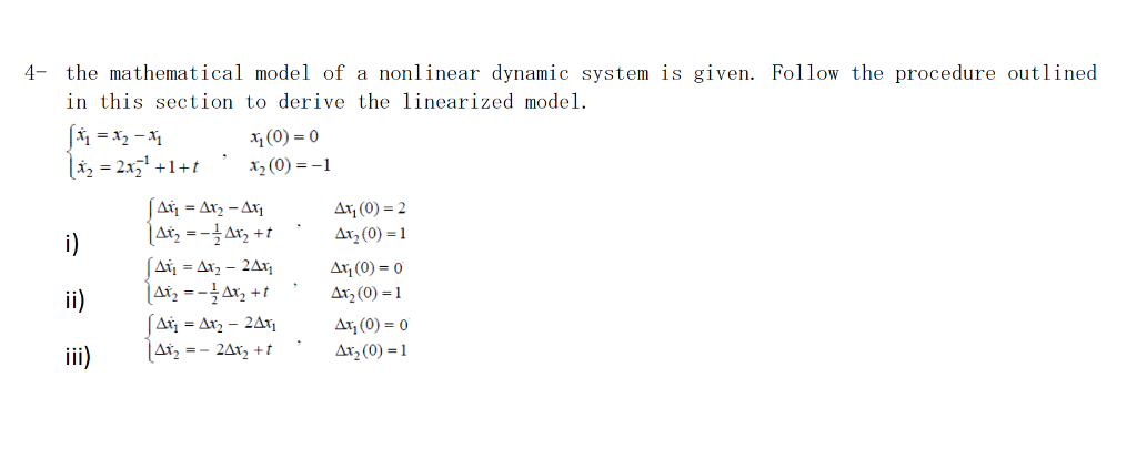 4- the mathematical model of a nonlinear dynamic | Chegg.com