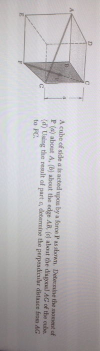 Solved A cube of side a is acted upon by a force P as shown. | Chegg.com