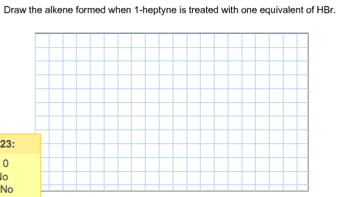 Solved Draw the alkene formed when 1-heptyne is treated with | Chegg.com