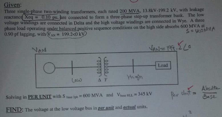 Solved Given: Three single-phase two-winding transformers, | Chegg.com