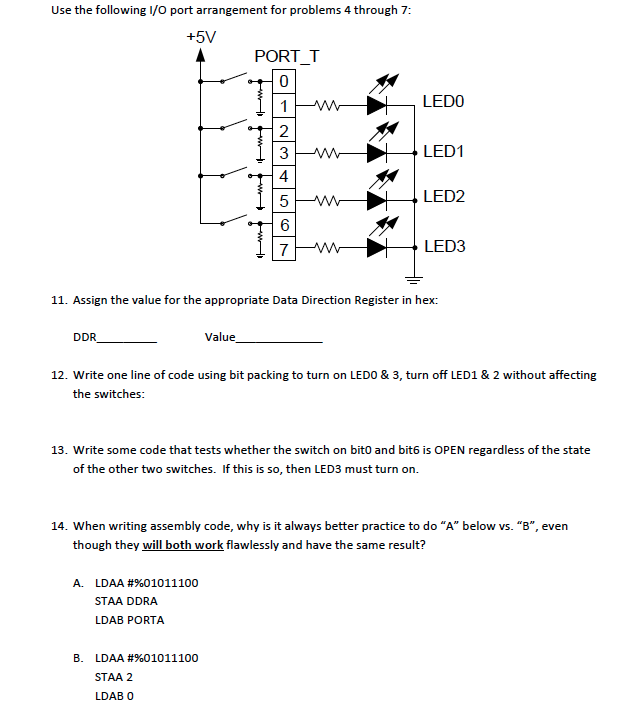 Solved Use the following I/O port arrangement for problems 4 | Chegg.com