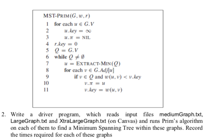 Solved 1. Implement a weighted graph class from the | Chegg.com
