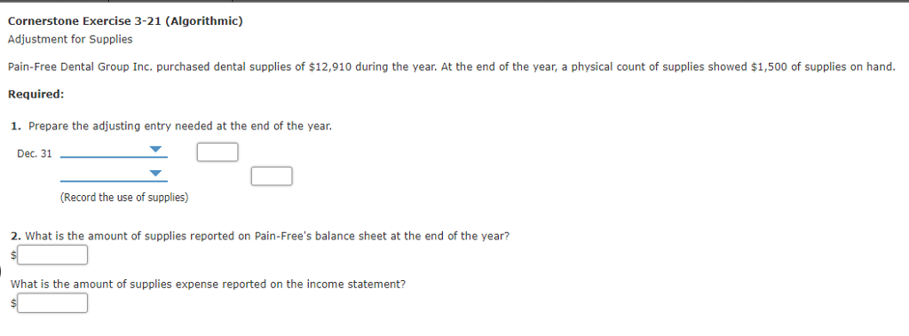 Solved Cornerstone Exercise 3-21 (Algorithmic) Adjustmentfor | Chegg.com
