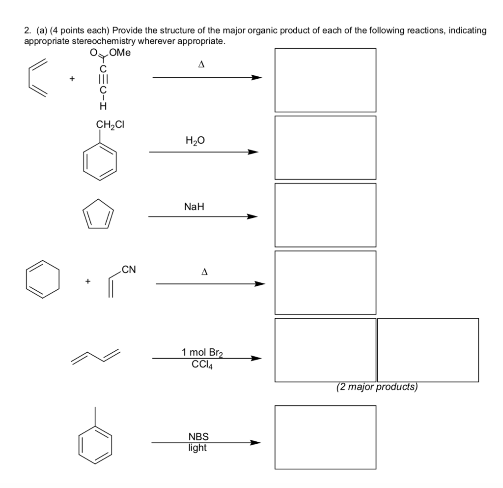 Solved 2. (a) (4 points each) Provide the structure of the | Chegg.com