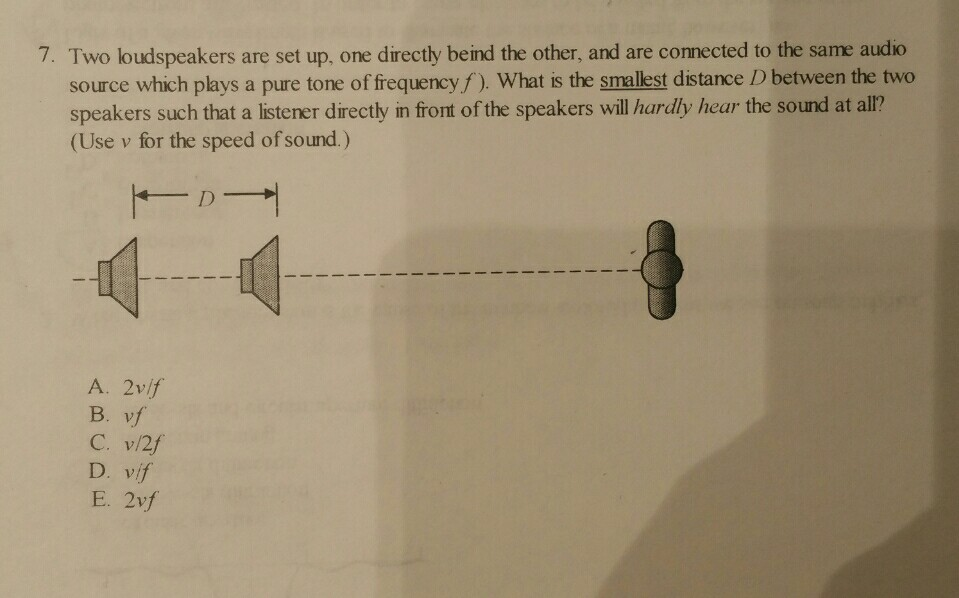 Solved Two loudspeakers are set up, one directly beind the | Chegg.com