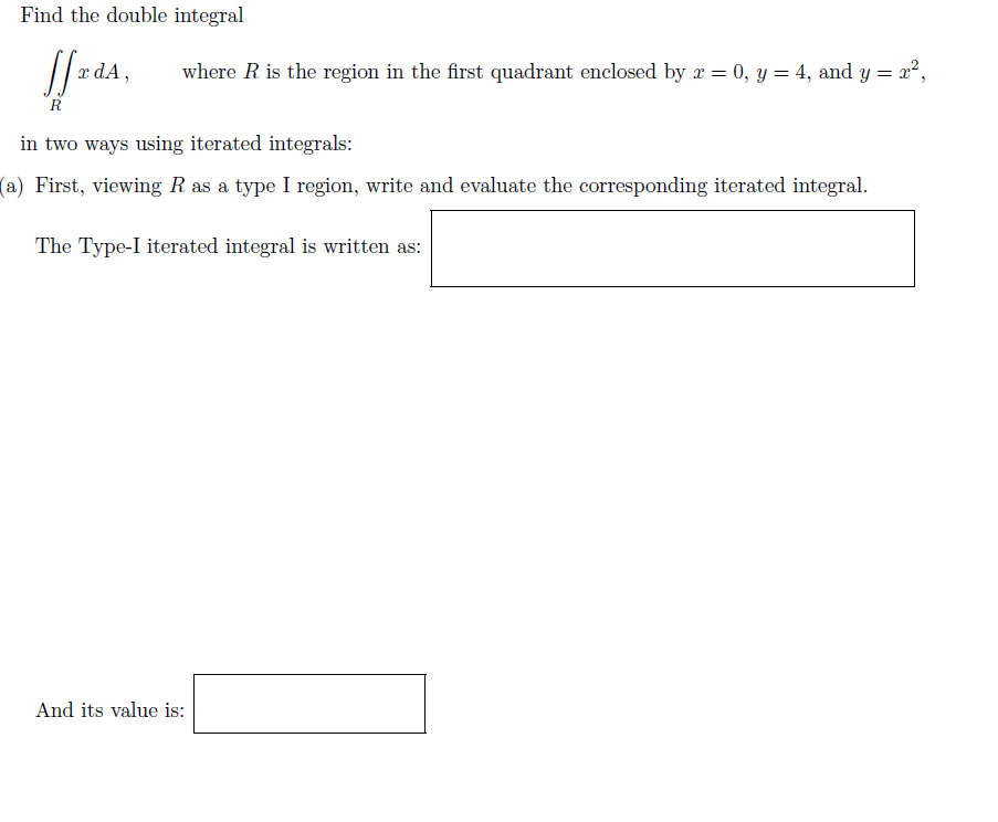 Find the double integral where R is the region in | Chegg.com