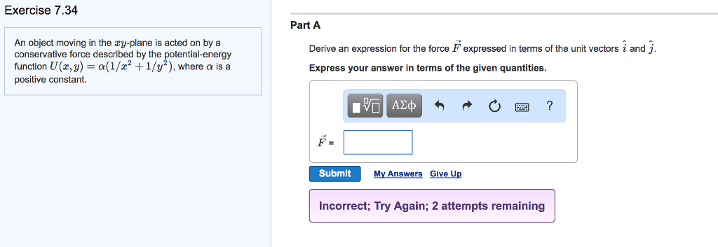 Solved Exercise 7 34 Part A An Object Moving In The Xy Plane