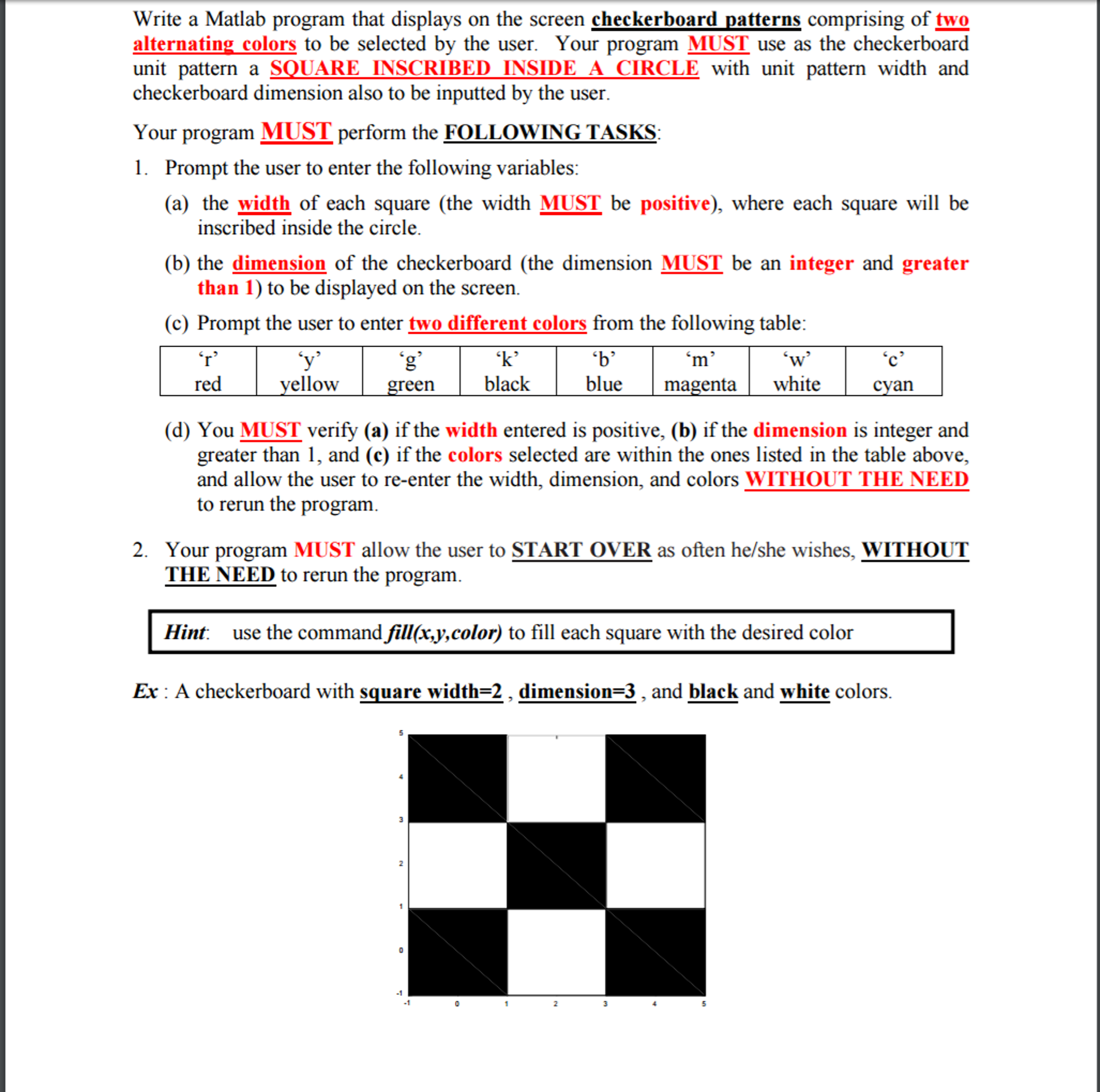 Please fully complete the program using MATLAB. Also | Chegg.com