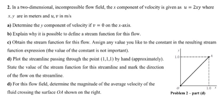 Solved In a two-dimensional, incompressible flow- field, the | Chegg.com