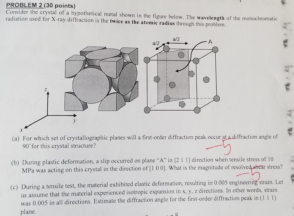 Solved PROBLEM 2 (30 points) Consider the crystal of a | Chegg.com