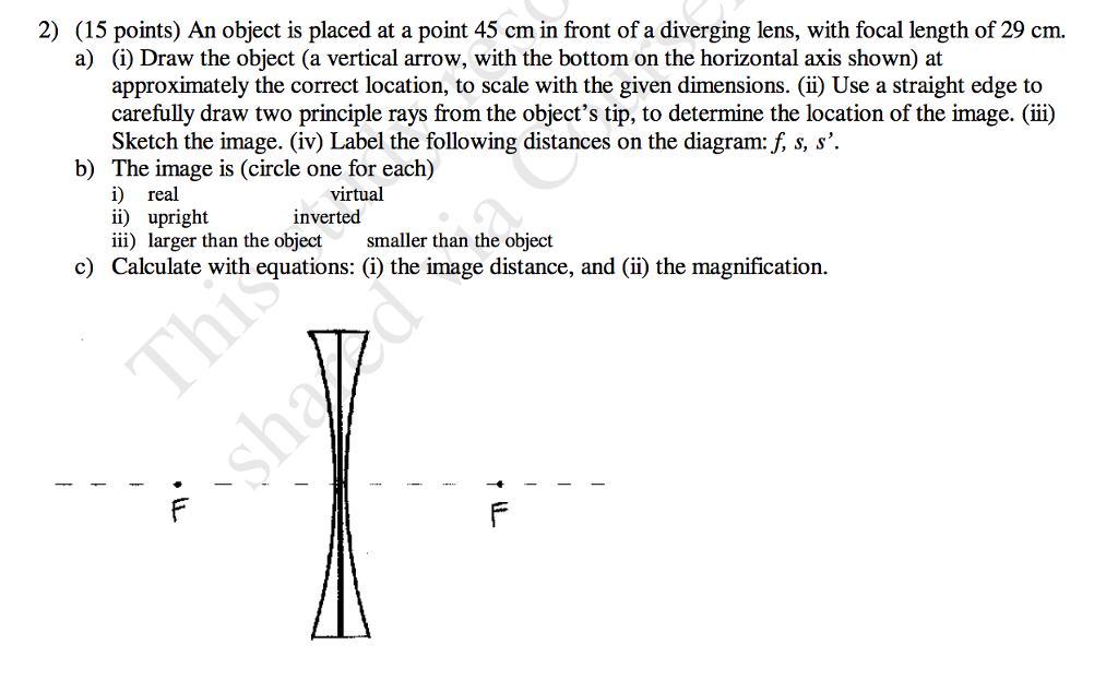 Solved An object is placed at a point 45 cm in front of a | Chegg.com
