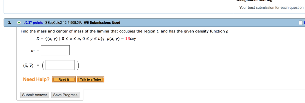 Solved Your best submission for each question 3. /0.37 | Chegg.com