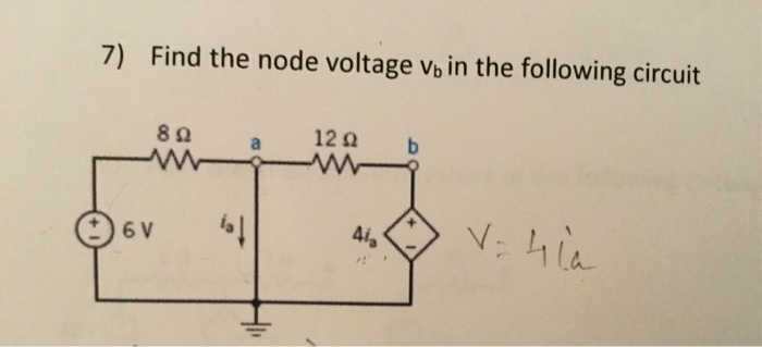 Solved Find the node voltage v_b in the following circuit | Chegg.com