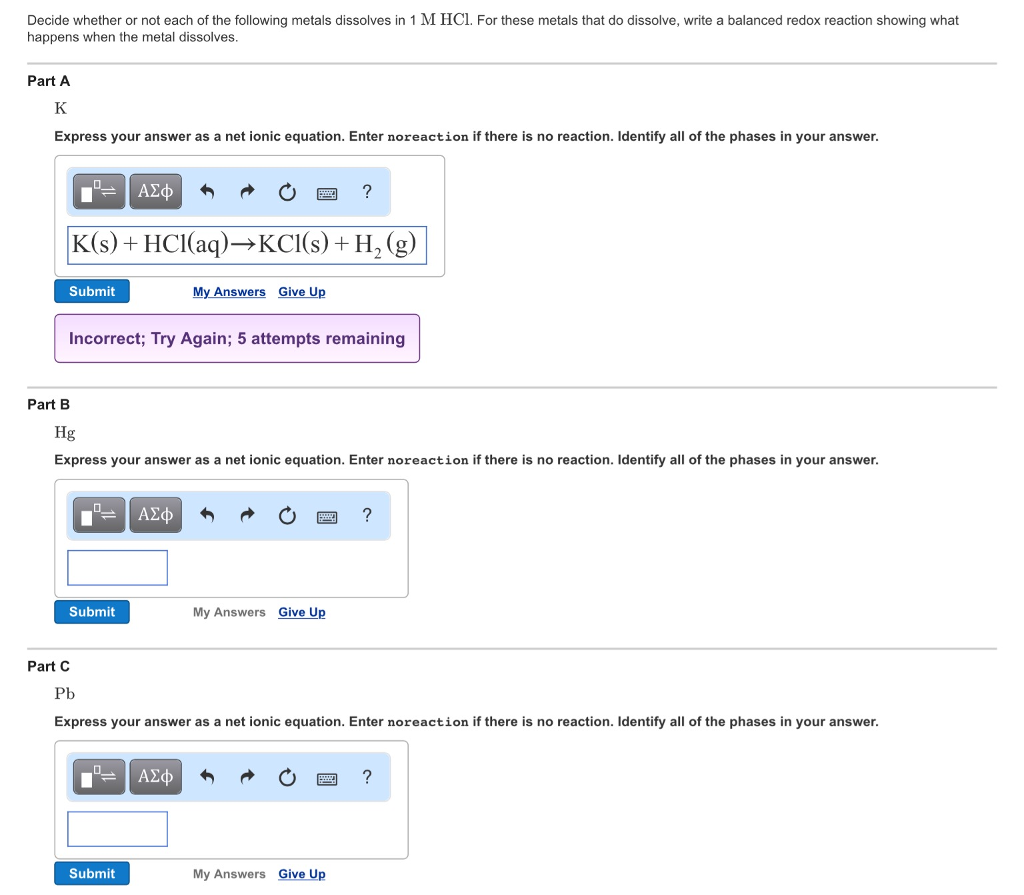 Solved Decide whether or not each of the following metals | Chegg.com