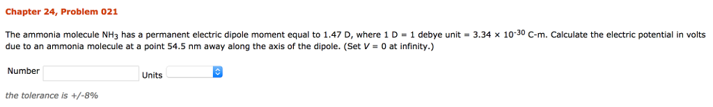 Solved The ammonia molecule NH_3 has a permanent electric | Chegg.com