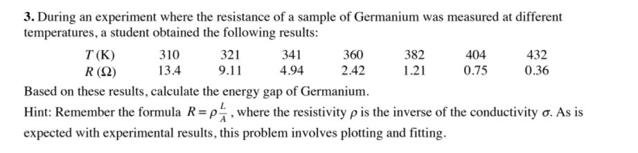 Solved 3. During an experiment where the resistance of a | Chegg.com
