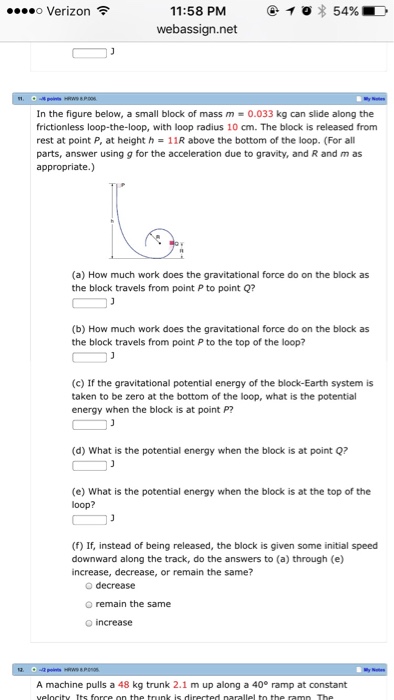 Solved In the figure below, a small block of mass m = 0.033 | Chegg.com