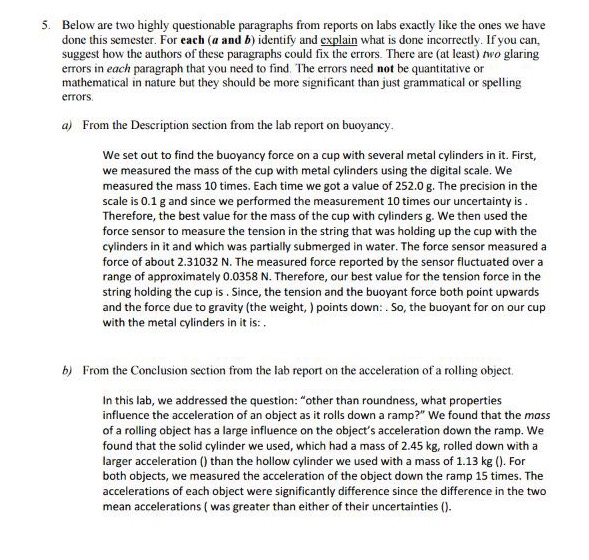 Solved Below are two highly questionable paragraphs from | Chegg.com