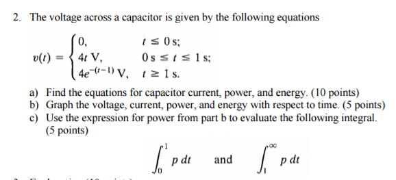 Solved The voltage across a capacitor is given by the | Chegg.com