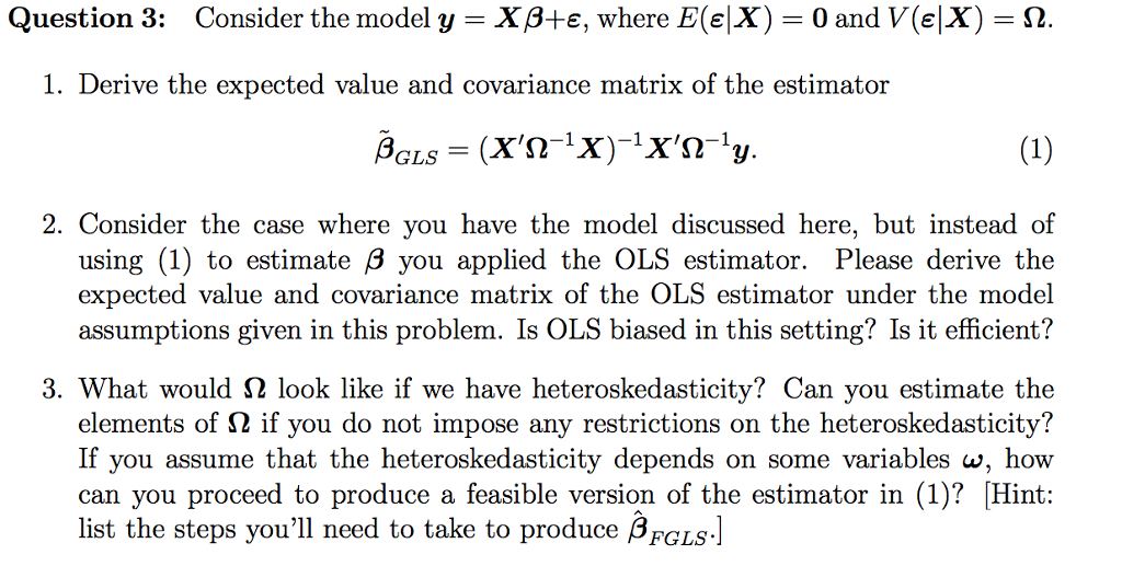 Solved Consider the model y = X beta +epsilon, where E | Chegg.com