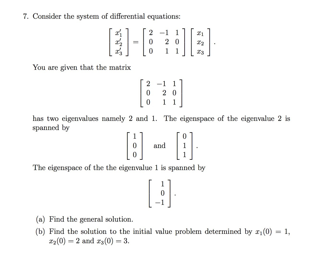 Solved 7. Consider the system of differential equations: You | Chegg.com