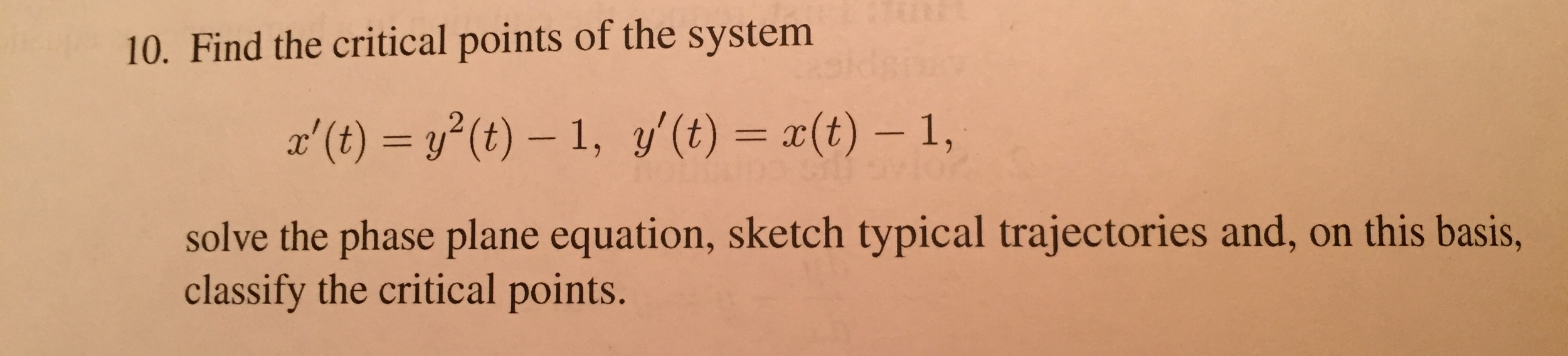 Solved Find the critical points of the system x'(t) = y^2(t) | Chegg.com