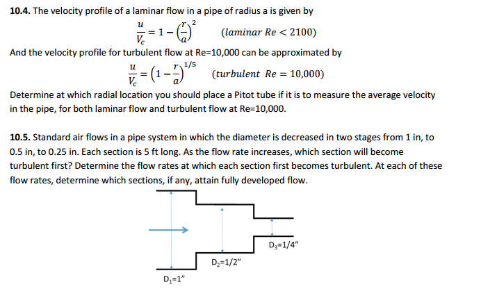 Solved The velocity profile of a laminar flow in a pipe of | Chegg.com
