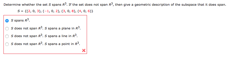 Solved Determine whether the set S spans R3. If the set does | Chegg.com