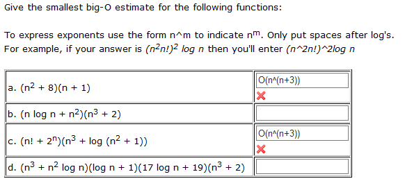 Solved Give the smallest big-O estimate for the following | Chegg.com