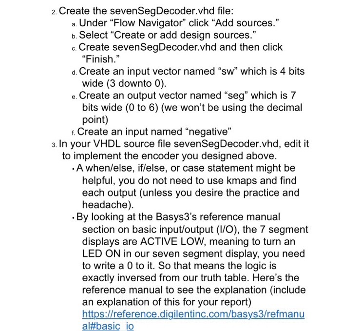Solved Create A Vhdl File For A Seven Segment Decoder With 4 6273