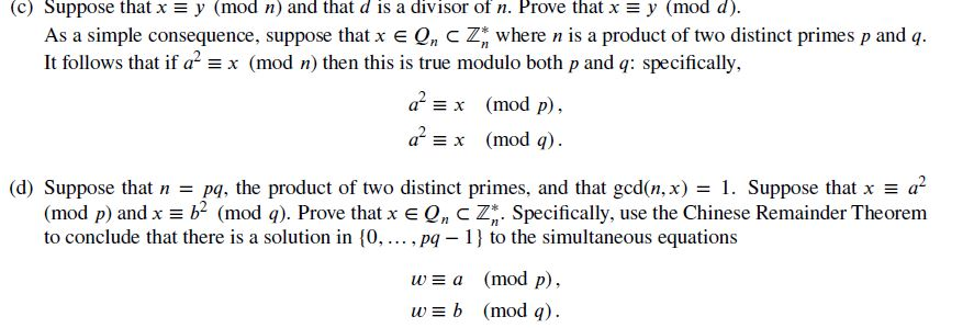 (C) Suppose that x y (mod n) and that d is a divisor | Chegg.com