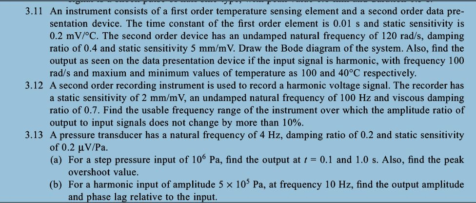 Solved An instrument consists of a first order temperature | Chegg.com